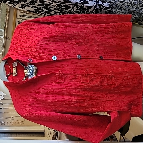 Chico's | Jackets & Coats | Chicos Stunning Red Top Wloop Button ...